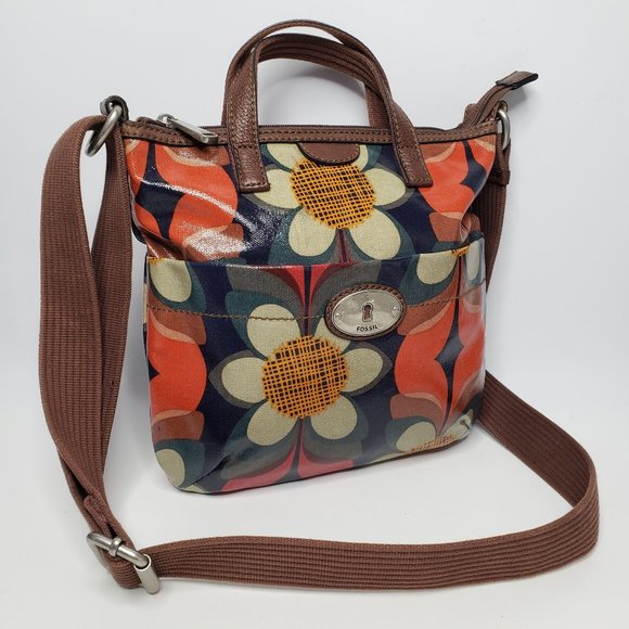 Fossil | Bags | Fossil Floral Key Per Coated Canvas Crossbody Purse ...